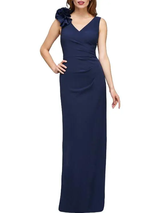 Js Collections Anais Sleeveless Column Gown - Deep Navy