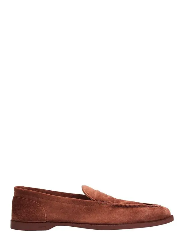 John Lobb Pace Suede Penny Loafers - Mahogany