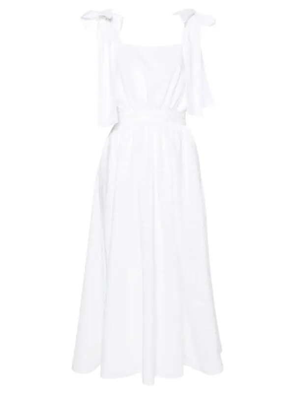 MSGM Bow-detailed Midi Dress - White