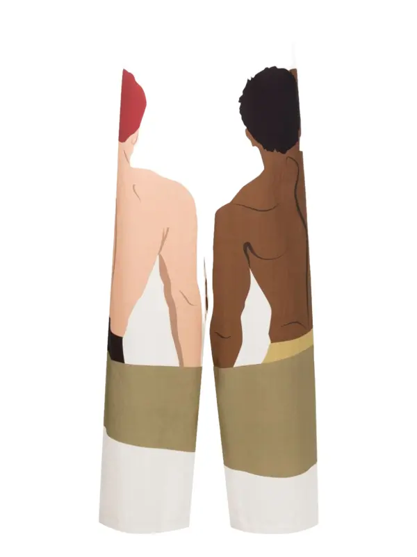 AMIR SLAMA Graphic-print Wide-leg Trousers - Neutrals