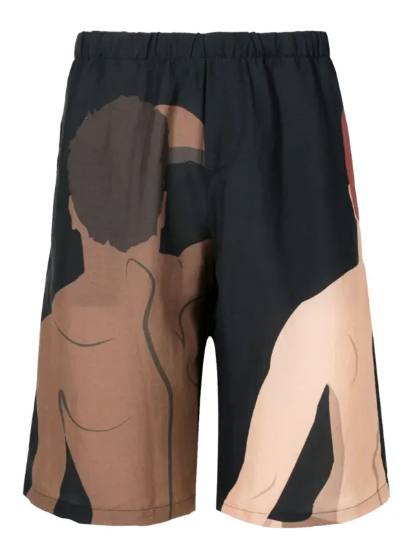 AMIR SLAMA Graphic-print Deck Shorts - Black
