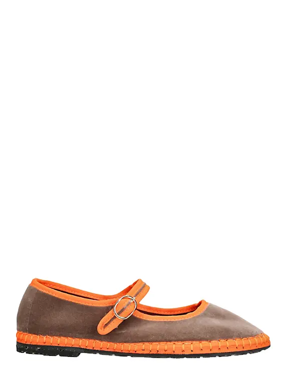 FLABELUS Cora Single-strap Cotton Mary Jane Flats - Beige