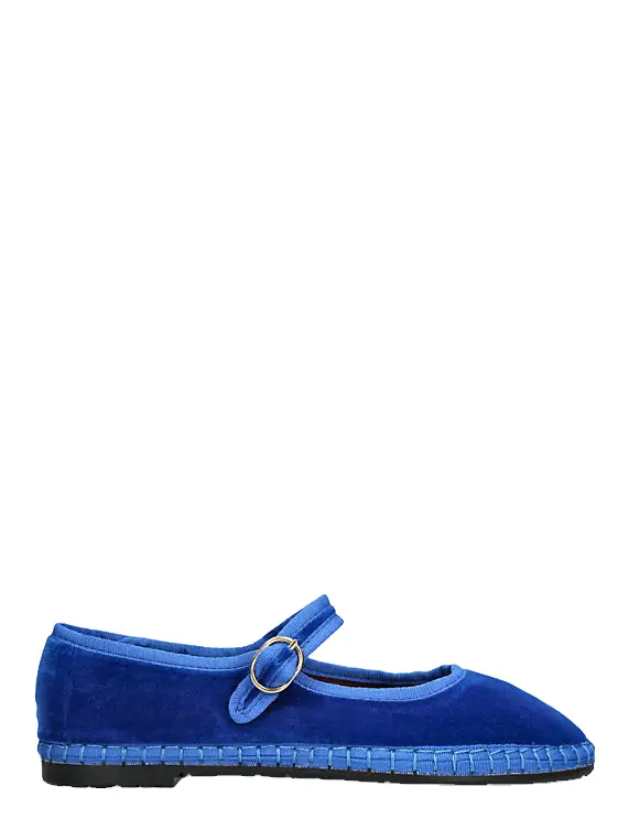 FLABELUS Single-strap Cotton Mary Jane Flats - Blue