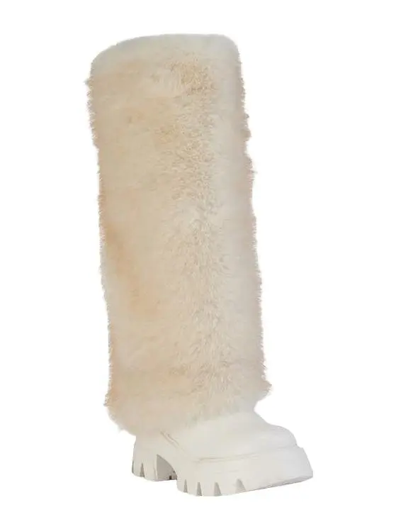 AZALEA WANG Ahsoka Faux Shearling Boots - White