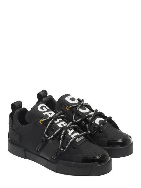 Dolce & Gabbana Portofino Leather Sneakers - Black