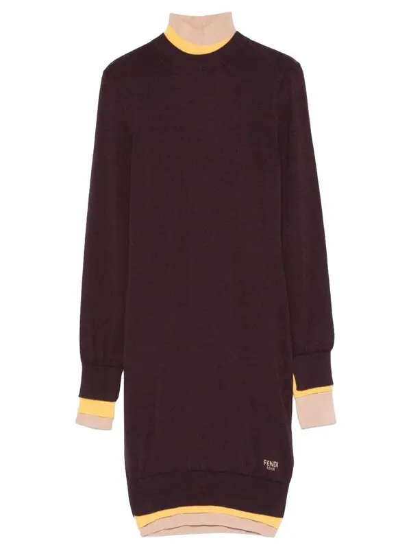 Fendi Multi Layer Fitted Wool Dress - Multicolor