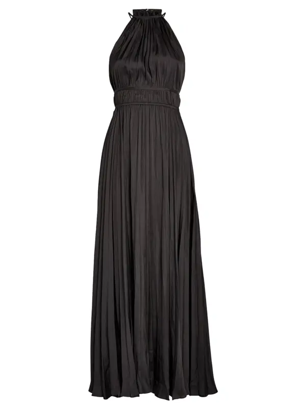 Maje Satin Maxi Dress - Black