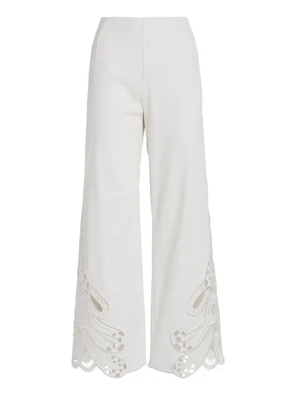 Maje Embroidered Wide-leg Trousers - White