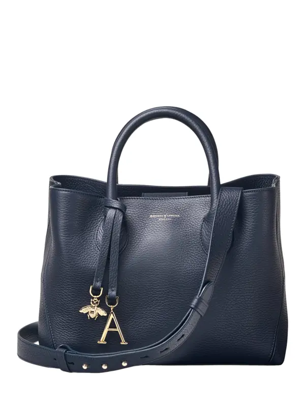 ASPINAL OF LONDON Midi Leather London Tote Bag - Blue