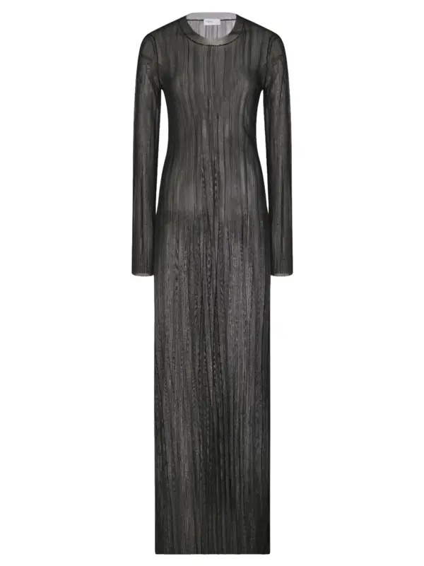 Rosetta Getty Sheer Plissé Dress - Black