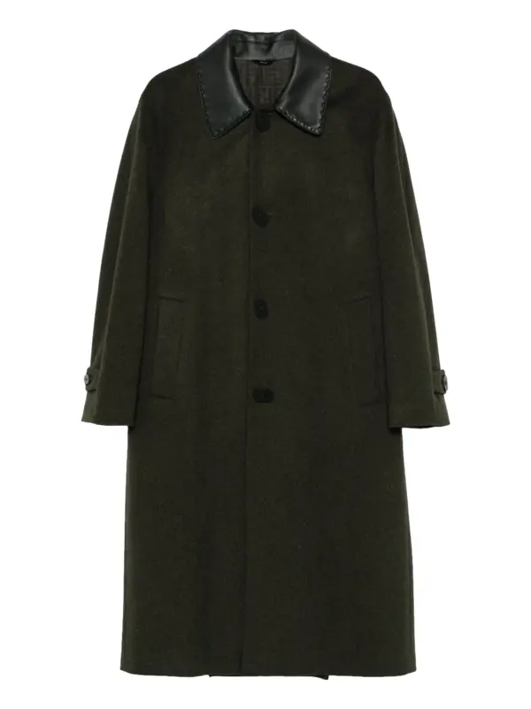 Fendi Pleat-detail Mid-length Coat - Green