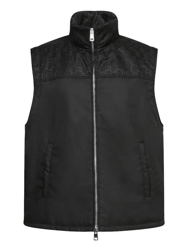 Gucci Gilets With Gg Jacquard Logo - Black