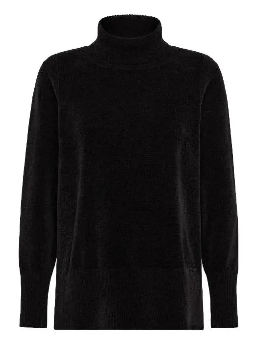 RRD Plain-knit Chenille Turtleneck - Black