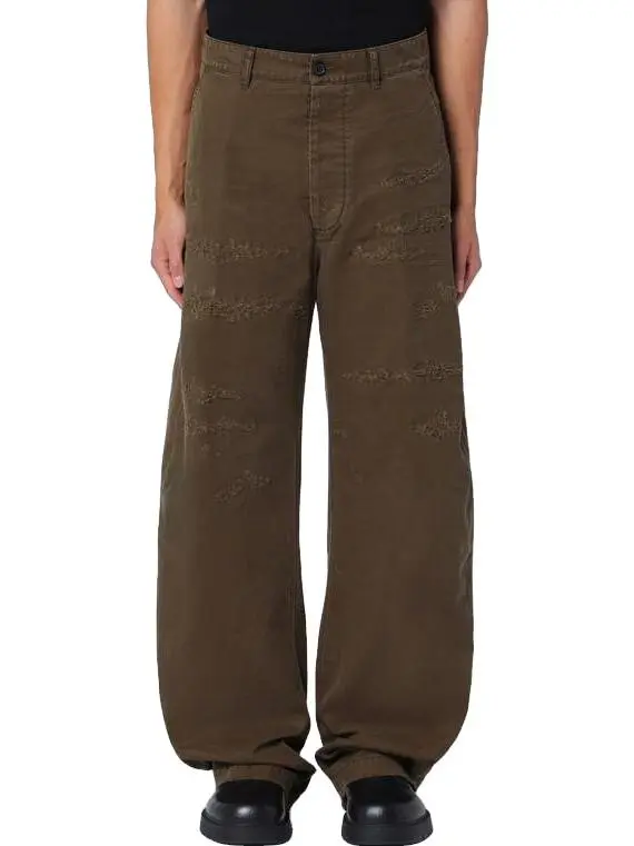 Dsquared2 Military Wide-leg Trousers With Wear - Green