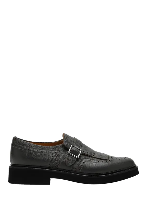 DOUCAL'S Leather Loafers With Buckle And Fringe - Brown