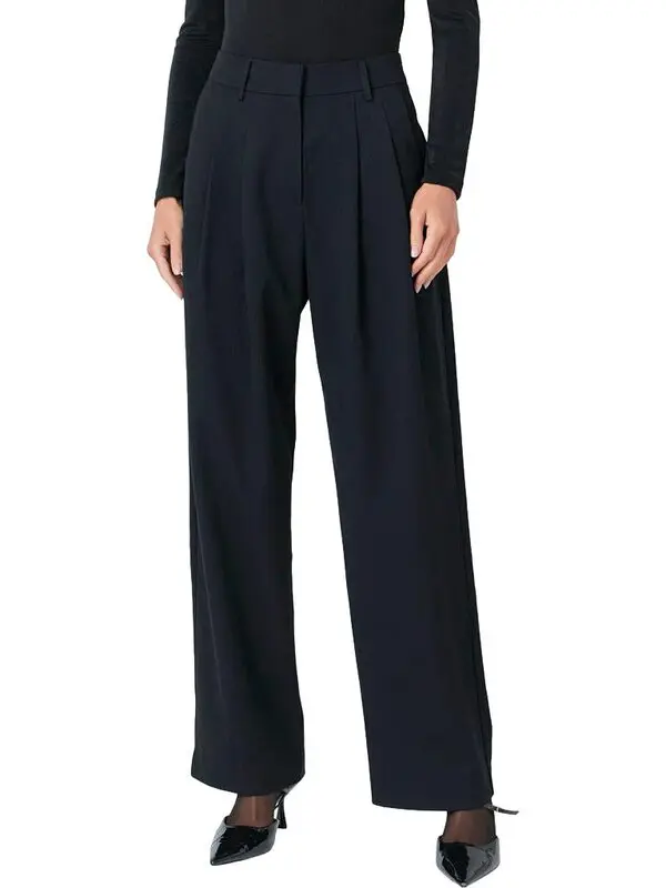 GREY LAB Pleated Wide Leg Pants - Black
