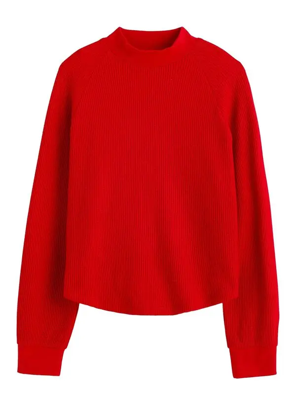 Madewell Waffle-knit Long-sleeve Tee - Bright Cherry