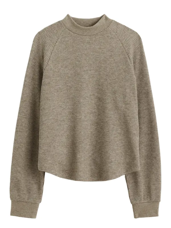 Madewell Waffle-knit Long-sleeve Tee - Hthr Dark Carob