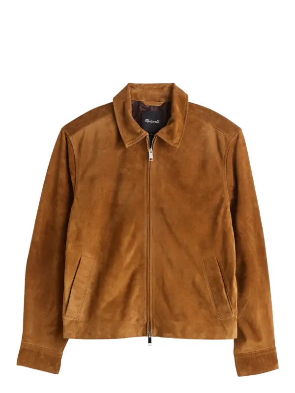Madewell Suede Zip-front Jacket - Dried Cedar