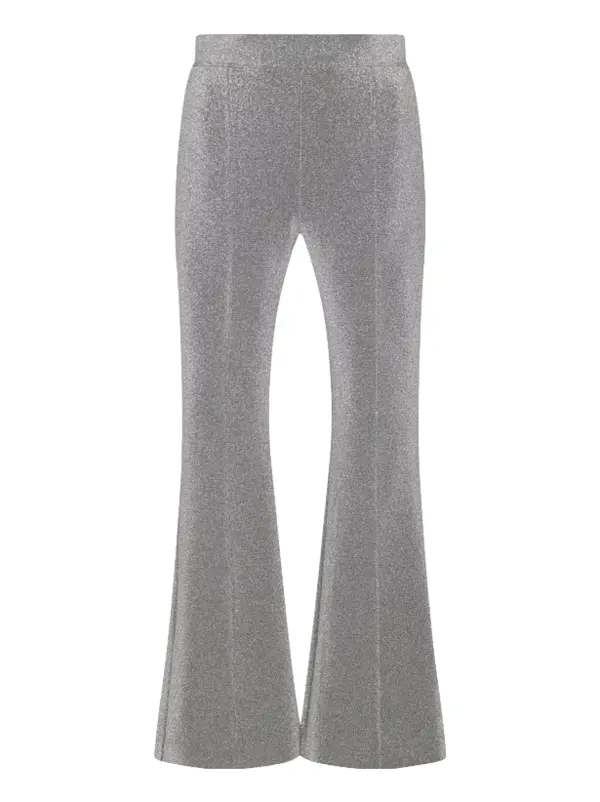 Rosetta Getty Lurex Interlock Pull-on Cropped Flare Trousers - Silver