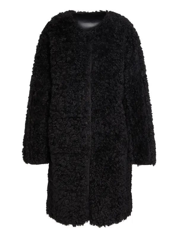 STAND STUDIO Paola Reversible Teddy Fleece Coat - Black