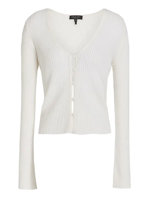 Rag & Bone Dorit Ribbed Merino Wool-blend Cardigan - Ivory