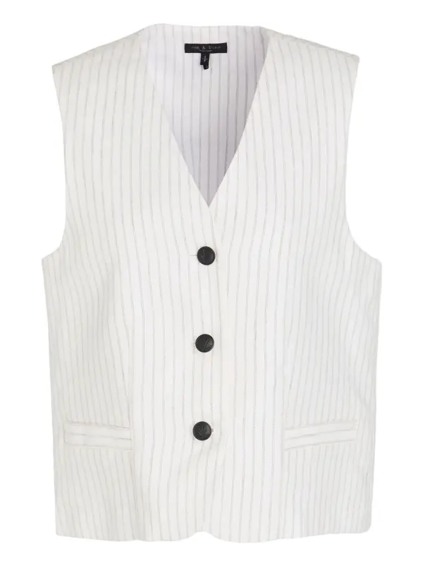 Rag & Bone Erin Striped Twill Vest - White