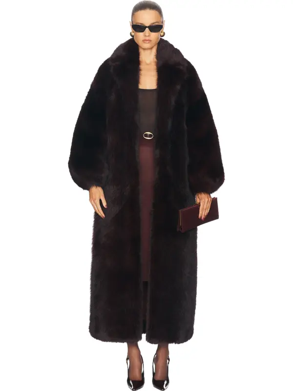 Retrofete Dasha Faux Fur Jacket - Red Brown