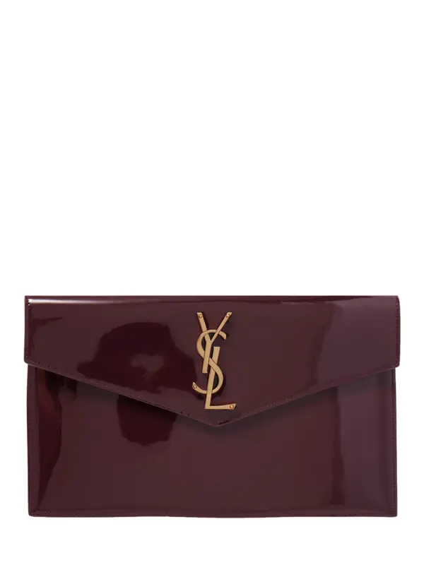 Saint Laurent Uptown Patent-leather Pouch - Burgundy