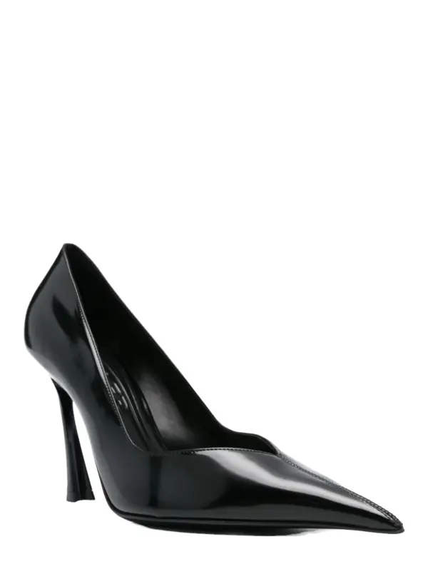 MUGLER 90mm Leather Fang Pumps - Black
