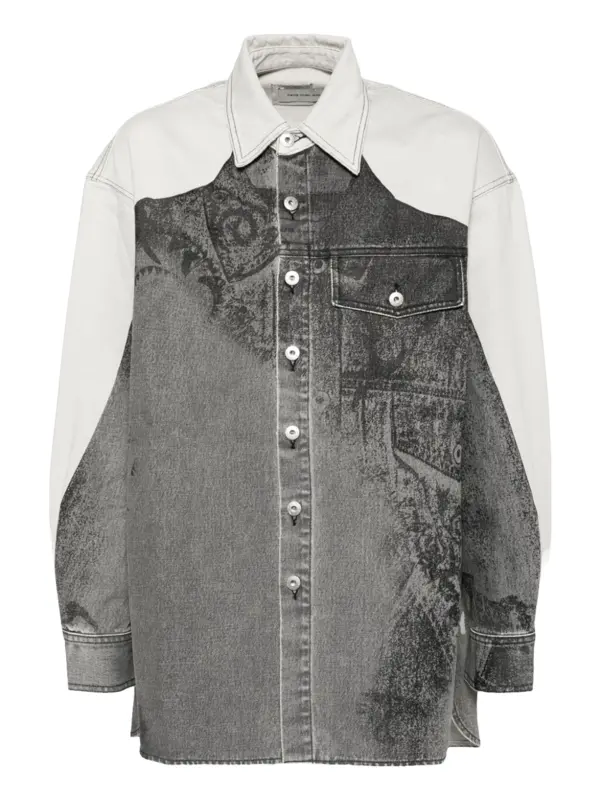 FENG CHEN WANG Printed Denim Jacket - Black