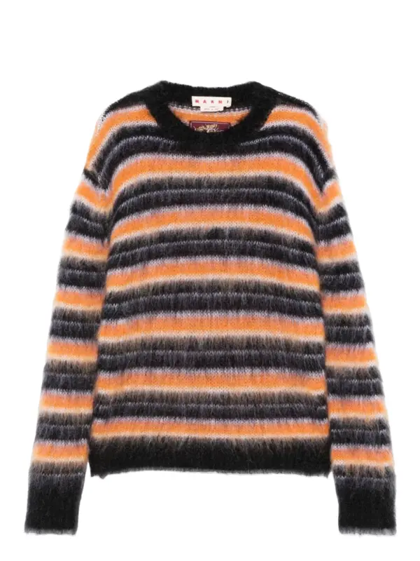 Marni Striped Mohair Blend Sweater - Black