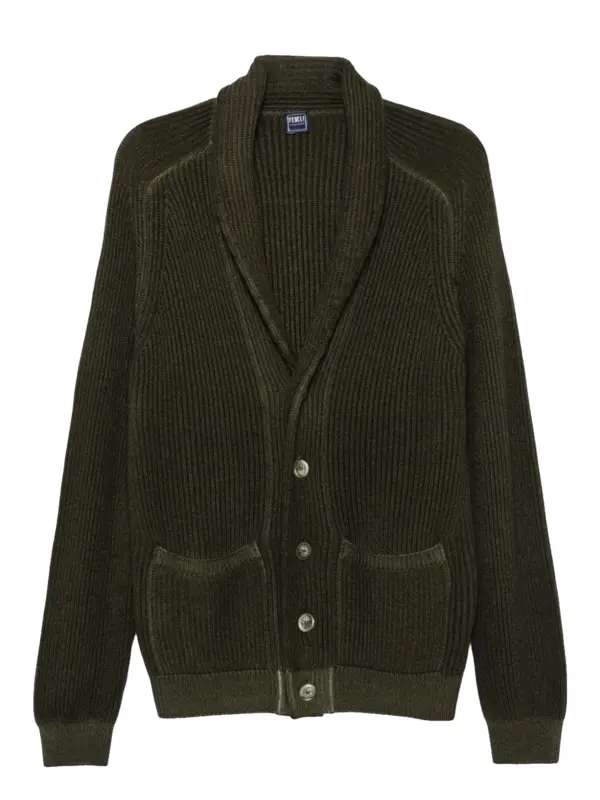 Fedeli Ribbed-knit Cardigan - Green
