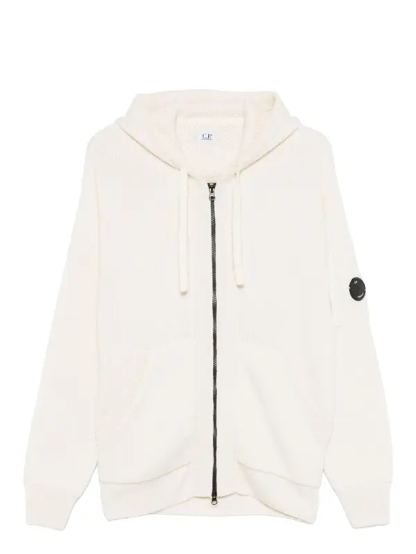 C.P. COMPANY Hooded Cardigan - White