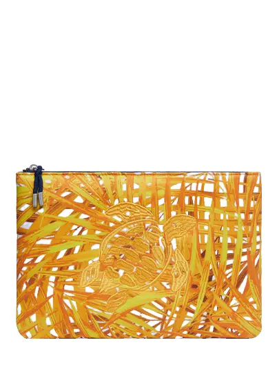 Vilebrequin Palm Leaves Neoprene Beach Pouch - Orange