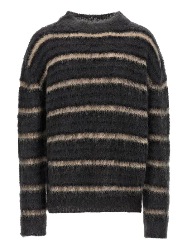 Marni Striped Mohair Sweater - Gray