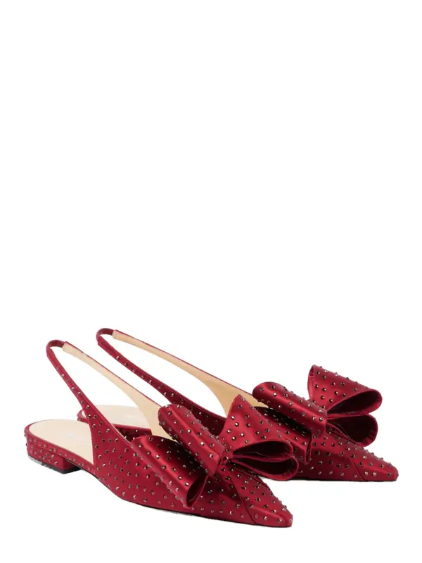 Mach & Mach Le Cadeau Embellished Slingback Flats - Red