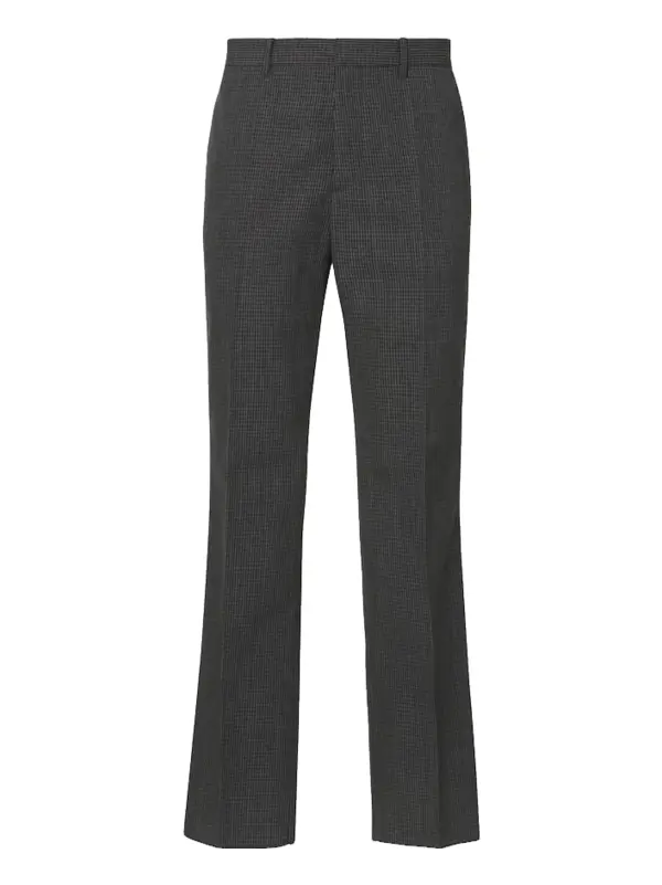 JIL SANDER Checked Virgin Wool Straight Pants - Grey