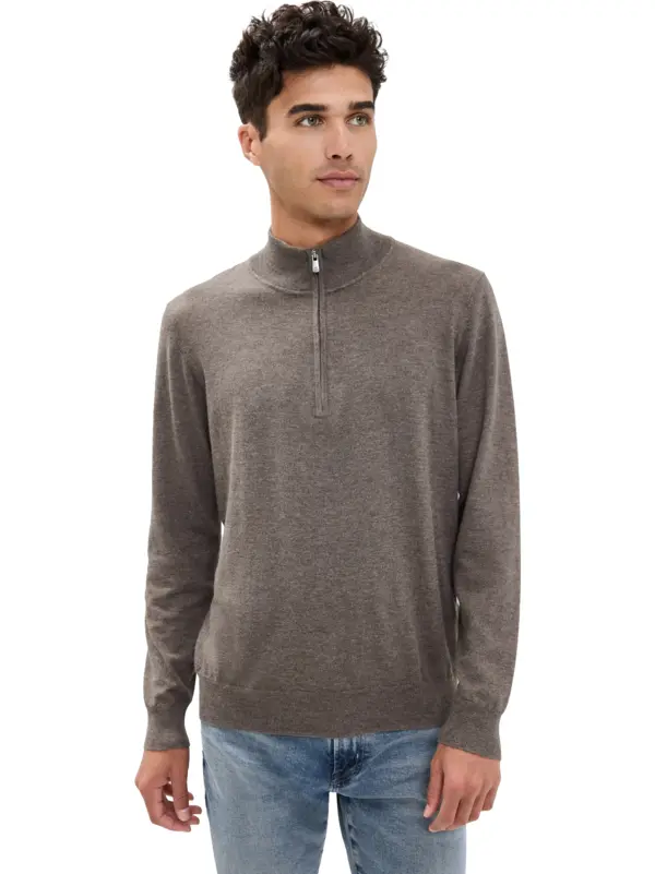 Faherty Brand Movement Quarter Zip Sweater - Walnut Creek Heather