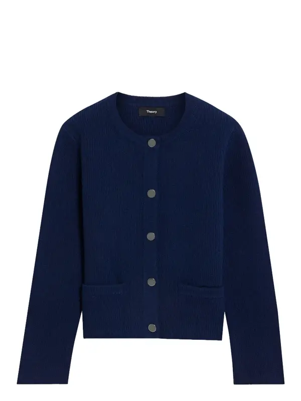 Theory Wool And Cashmere-blend Cardigan - Navy