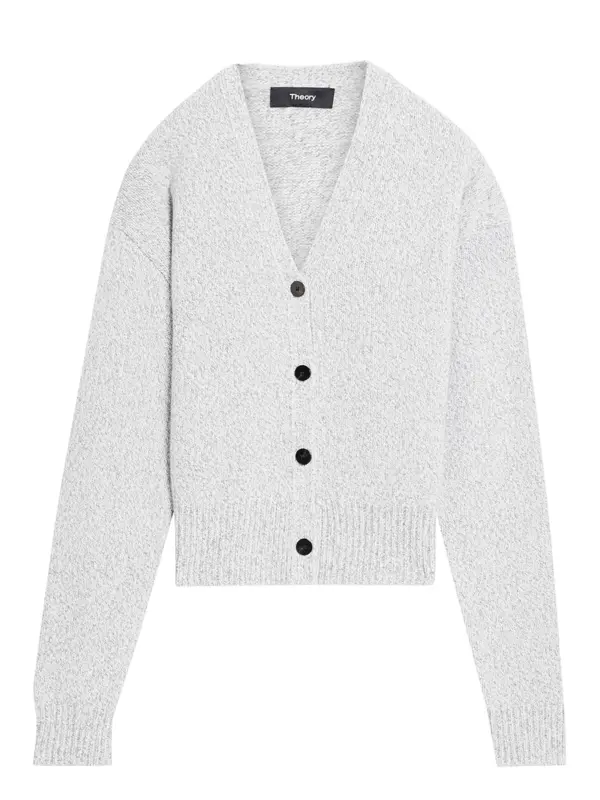 Theory Marled Knitted Cardigan - Light Gray