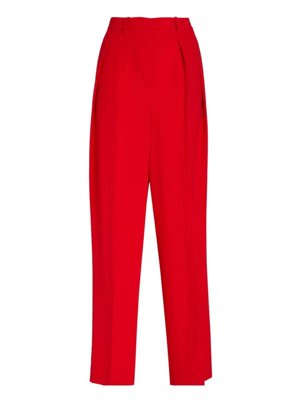 Theory Pleated Wide-leg Crepe Pants - Red