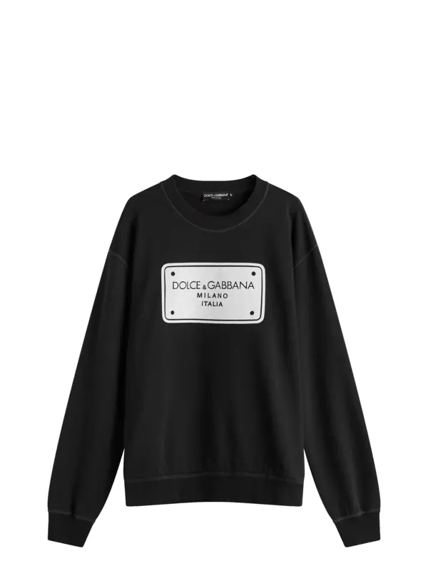 Dolce & Gabbana Badge Print Crew Neck Sweatshirt - Black