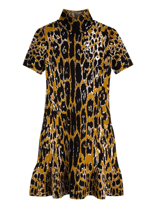 Alaïa Leopard Intarsia Knitted Mini Dress - Multi Animal