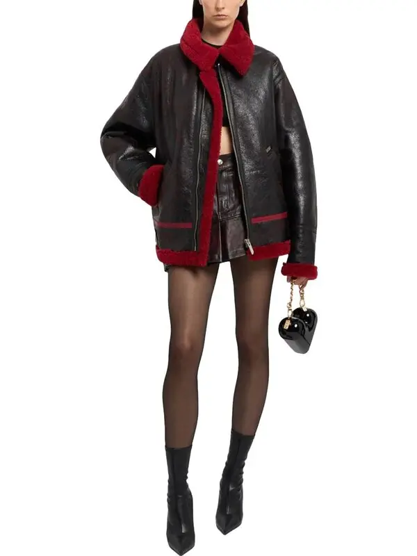 Gcds Leather Pleated Mini Skirt - Red