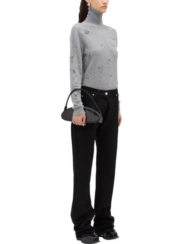 MSGM Embellished High-neck Jumper - Grey
