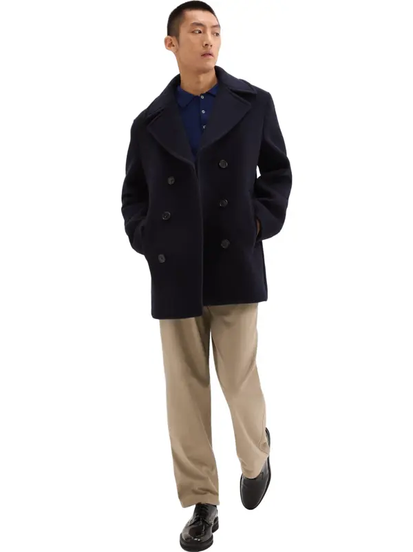 Theory Peacoat In Recycled Wool - Baltic