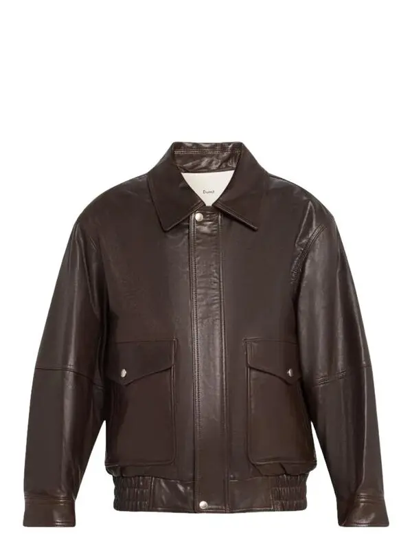 DUNST Vintage-inspired Leather Blouson Jacket - Brown