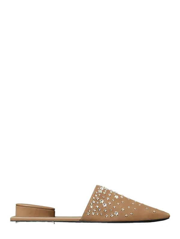 Tory Burch Pierced Crystal Mules - River Rock  Crystal