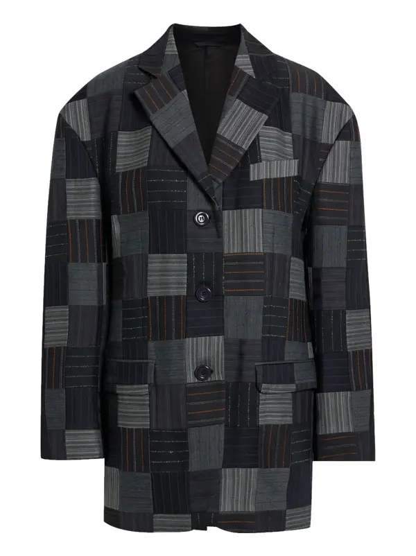 Acne Studios Oversized Patchwork Tweed Blazer - Black